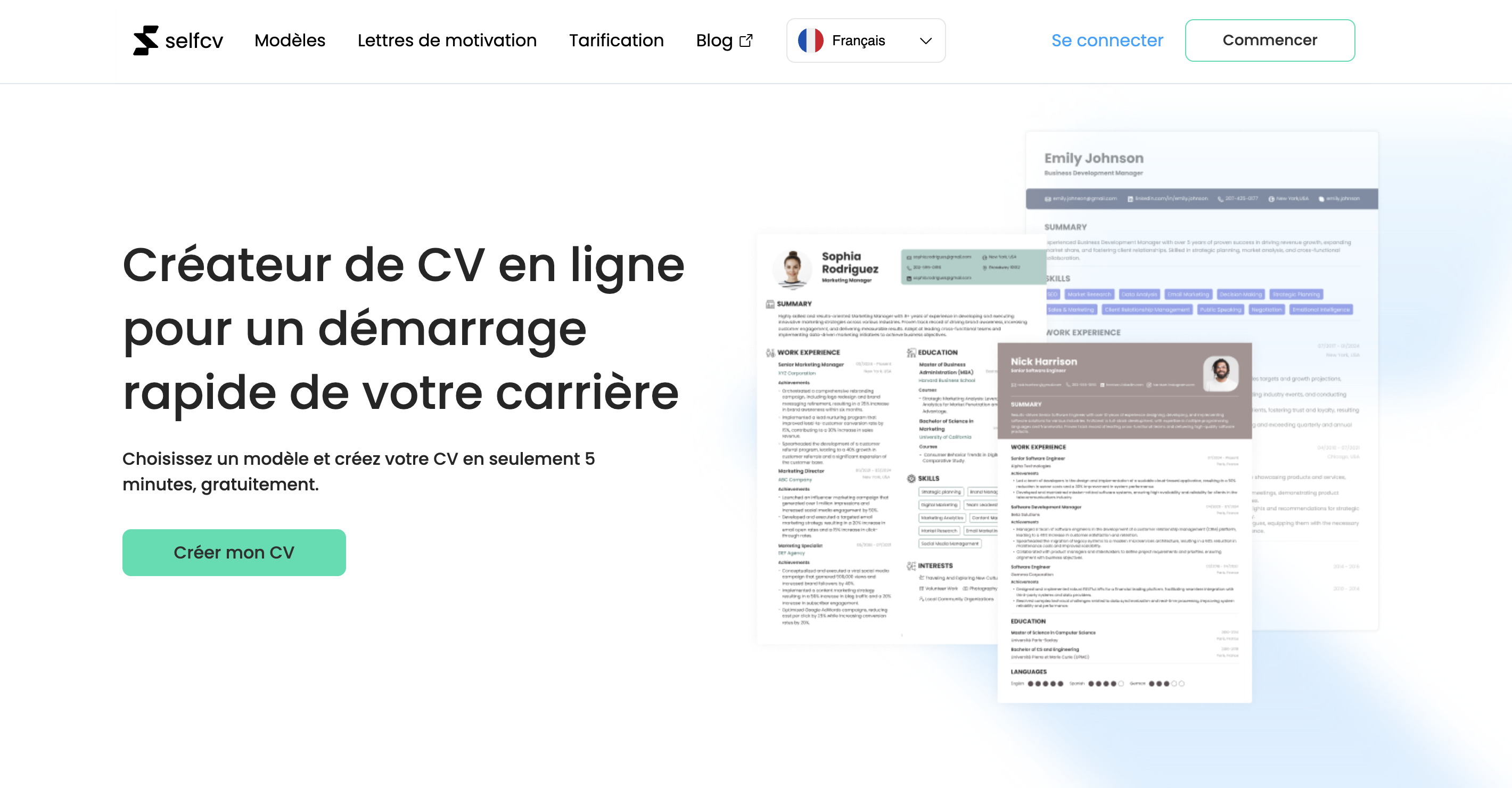 selfcv | Créateur de CV gratuit et professionnel en ligne